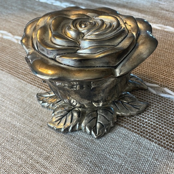 Jewelry | Vintage Sterling Silver Rose Design Velvet Interior Trinket ...